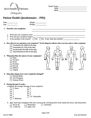 Fillable Online archhealth Patient Health Questionnaire PHQ ...