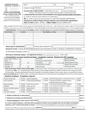 Fillable Online Travel Questionnaire - Campus Health Fax Email Print ...