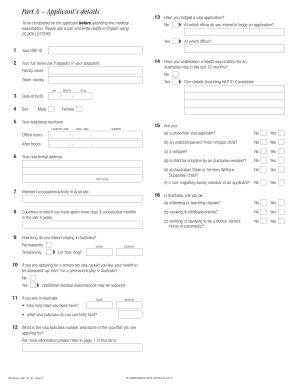 Fillable Online Australia immigration health examination form ...