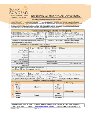 Fillable Online RTO PROVIDER CODE 91593 INTERNATIONAL STUDENT Fax Email ...