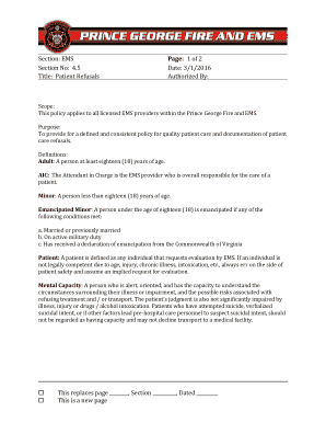 Fillable Online princegeorgeva Section EMS Page 1 of 2 Authorized By ...