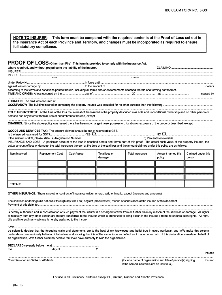 Fillable Online NOTE TO INSURER This form must be compared with the ...