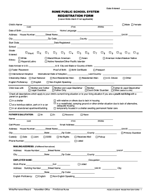 Fillable Online romecsd DateEntered ROME PUBLIC SCHOOL SYSTEM ...