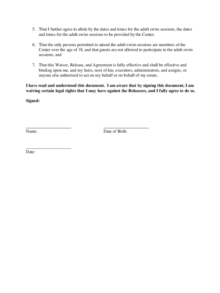 Printable Pool Waiver Form Fill Online Printable Fillable Blank 