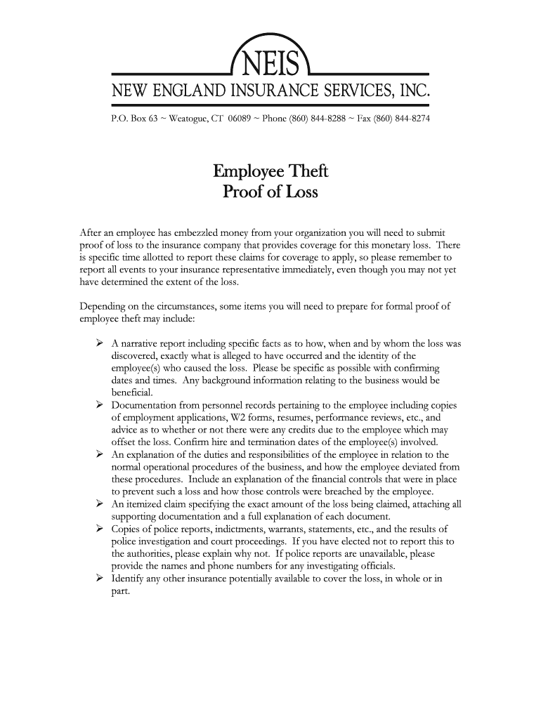 Fillable Online Recovering Losses From Employee Theft and Embezzlement ...