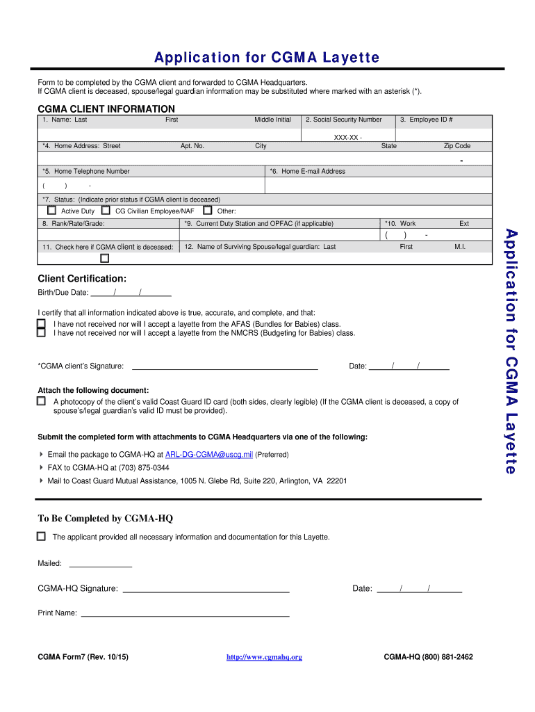 Fillable Online cgmahq Application for CGMA Layette Form to be ...