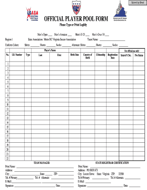 Fillable Online OFFICIAL PLAYER POOL FORM - Amazon Web Services Fax ...