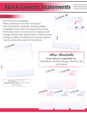 Fillable Online Stock Generic Statements - Printco Fax Email Print ...