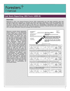 Fillable Online Cost Basis Reporting IRS Form 1099--B - Foresters ...