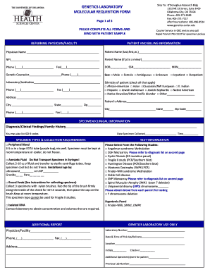 Fillable Online genetics ouhsc GENETICS LABORATORY MOLECULAR ...