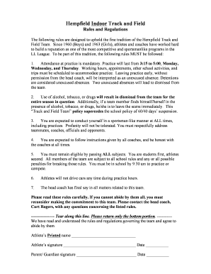 Fillable Online hempfieldsd Hempfield Indoor Track and Field Rules and ...
