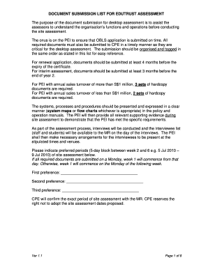 Fillable Online Document Submission List version 11doc Fax Email Print ...
