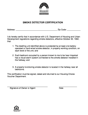 Fillable Online SMOKE DETECTOR CERTIFICATION - haclorg Fax Email Print ...