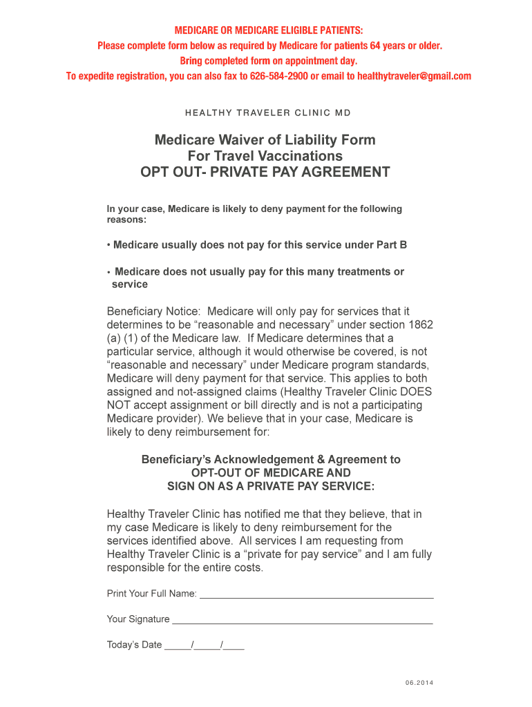 Fillable Online Medicare Waiver Consent - Healthy Traveler Fax Email ...