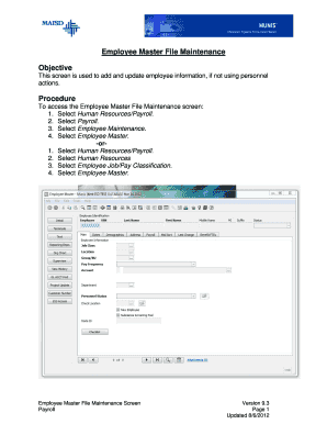 Fillable Online Employee Master File Maintenance Fax Email Print ...