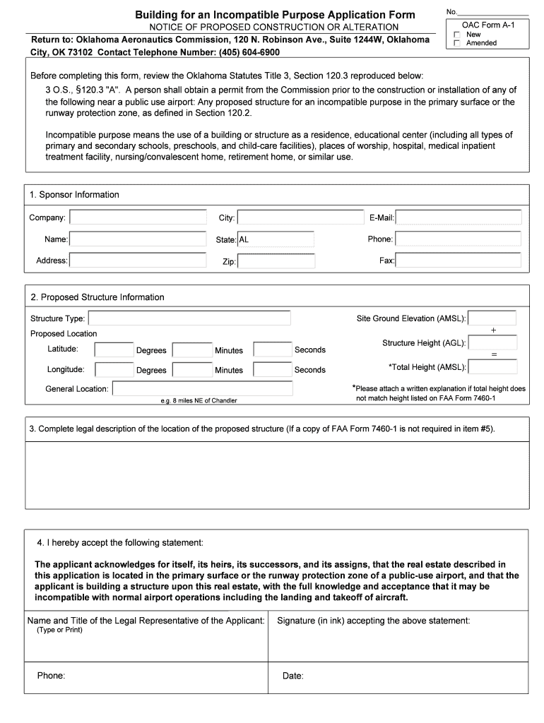 Fillable Online Building for an Incompatible Purpose Application Form ...