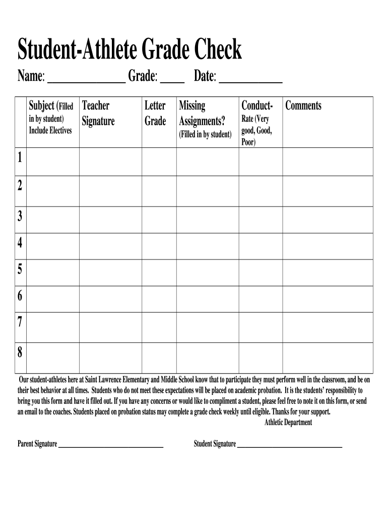 Grade Check Form Fill Online Printable Fillable Blank PdfFiller