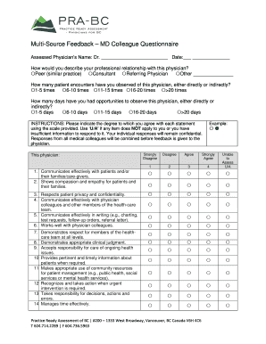Fillable Online Multi-Source Feedback MD Colleague Questionnaire Fax ...