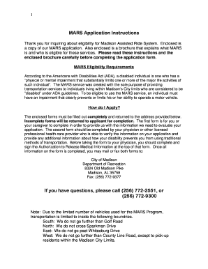 Fillable Online MARS Application Instructions - Madison AL Fax Email ...
