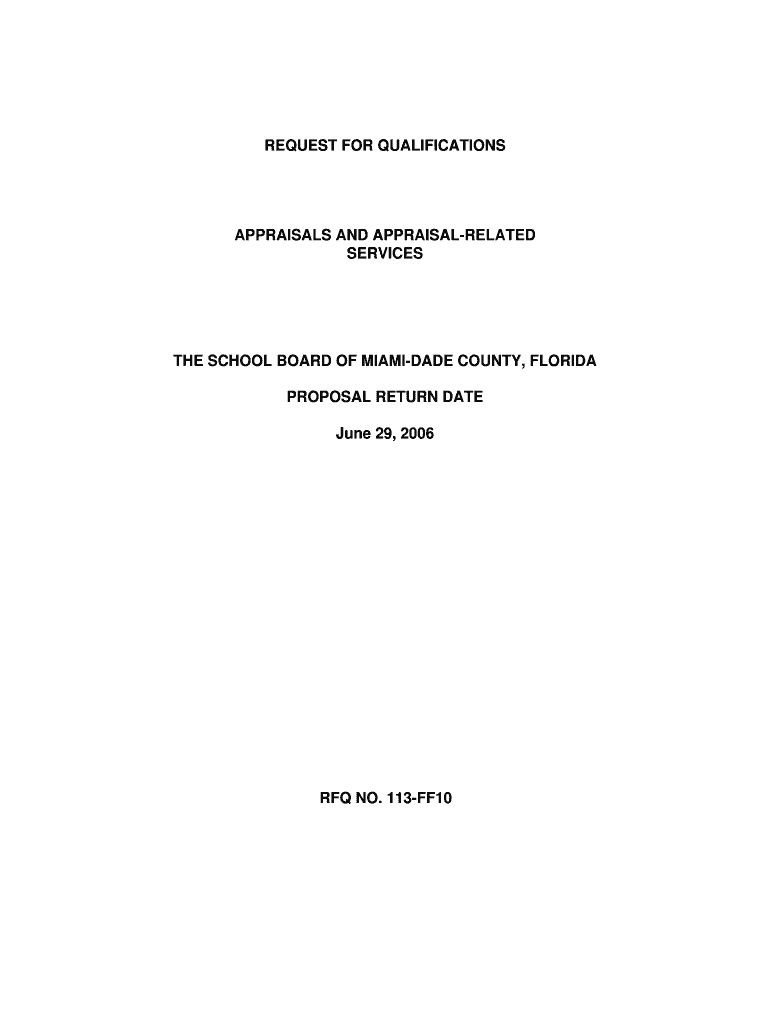 Fillable Online REQUEST FOR QUALIFICATIONS APPRAISALS AND APPRAISAL Fax ...