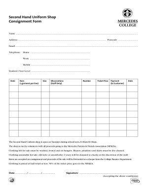 Fillable Online Second Hand Uniform Shop Fax Email Print - pdfFiller