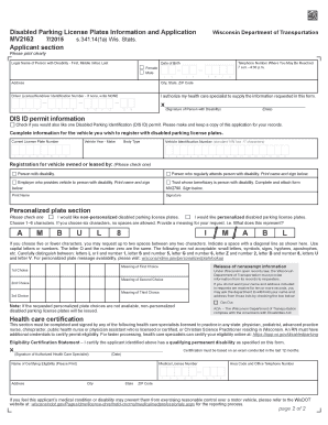 Fillable Online Disabled Parking License Plates Information and ...