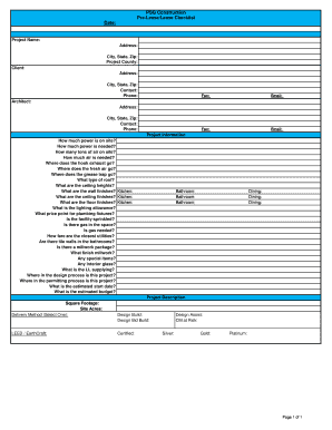 Fillable Online PSG Construction Pre-LeaseLease Checklist Date Fax Email Print - pdfFiller