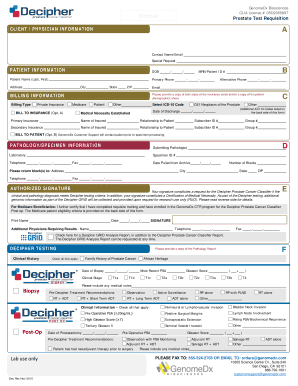 Fillable Online Barcode CLIA License 05D2055897 Prostate Test ...