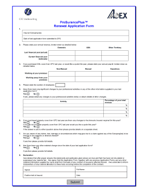 Fillable Online ProSurancePlusTM Renewal Application Form Fax Email ...