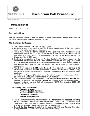 Fillable Online Escalation Call Procedure Fax Email Print - pdfFiller