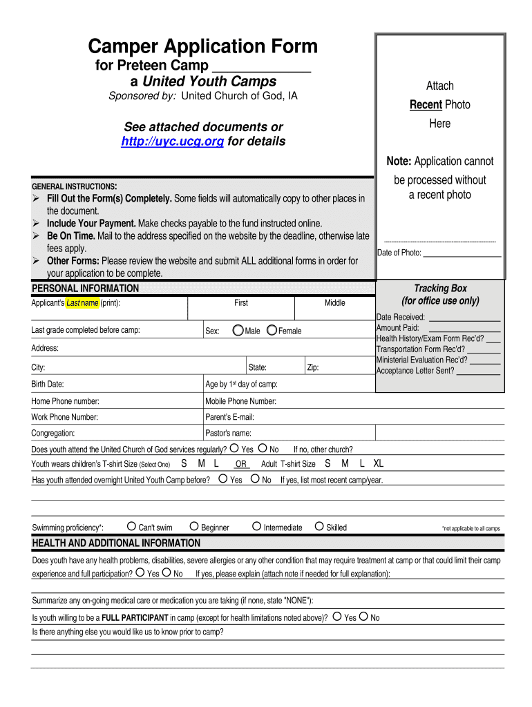 Fillable Online The new camp application has been updated and will be ...