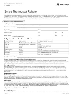 Fillable Online Smart Thermostat Rebate - xcelenergycom Fax Email Print ...
