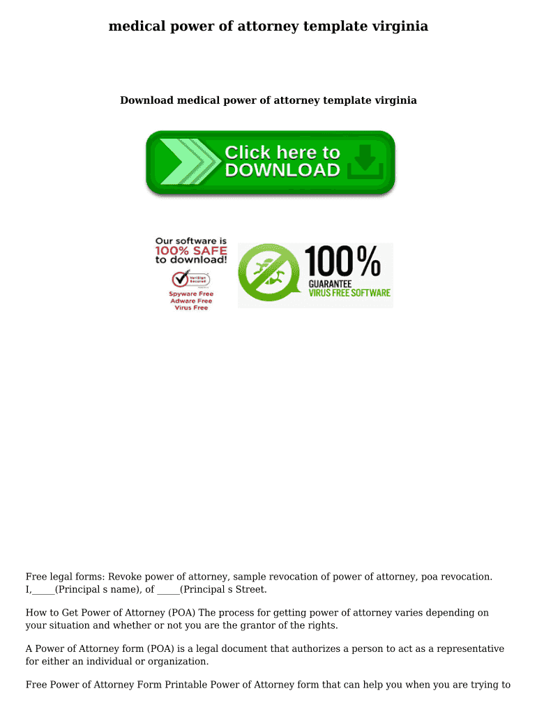Fillable Online Medical power of attorney template virginia medical ...