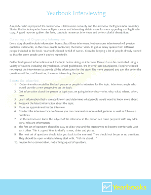 Fillable Online Yearbook Interviewing Fax Email Print - pdfFiller
