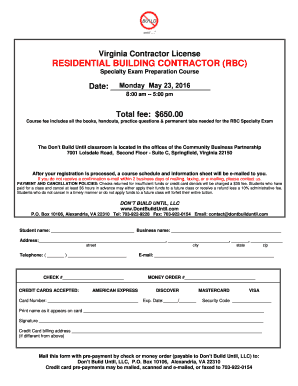 Fillable Online Virginia Contractor License RESIDENTIAL BUILDING Fax ...