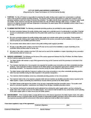 Fillable Online Water Service Agreement - Portland TX Fax Email Print ...