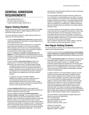 Fillable Online General Admission Requirements1 Fax Email Print - pdfFiller