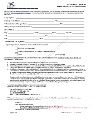 Fillable Online Independent Contractor Registration Form and ...