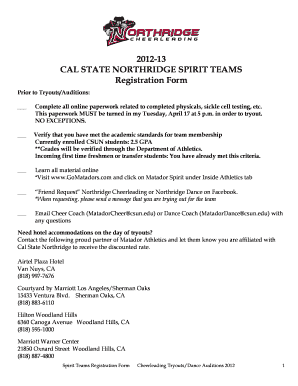 Fillable Online csuncheer Tryout Registration Form - CSUN Cheer ...