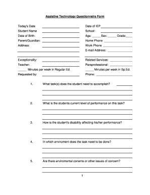 Fillable Online Assistive Technology Questionnaire Form Fax Email Print ...