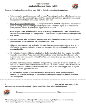 Fillable Online Tutor Contract Fax Email Print - pdfFiller