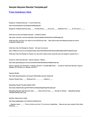Fillable Online Sample Daycare Receipt Template Fax Email Print - pdfFiller