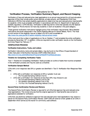 Fillable Online Verification Process, Verification Summary Report, and ...