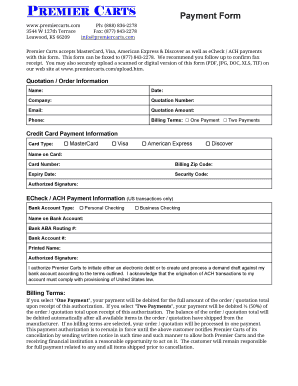 Fillable Online Payment Form - Premier Carts Fax Email Print - pdfFiller