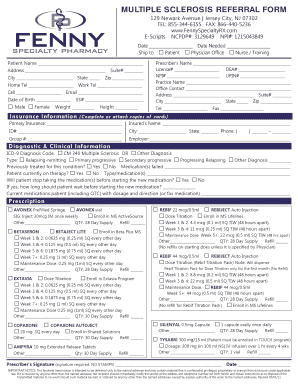 Fillable Online MULTIPLE SCLEROSIS REFERRAL FORM - Fenny Specialty Fax ...
