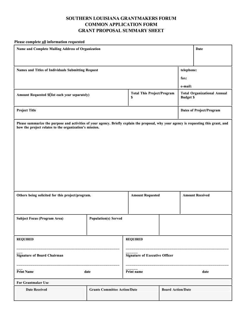 LA Grantmakers Forum Common Application Form - Fill Online, Printable, Fillable, Blank - pdfFiller