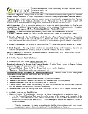 Fillable Online Intacct Management & Use: Processing of Online Payment ...
