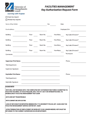 Fillable Online uml Key-Request-Form-October-2014 1pdf Fax Email Print ...