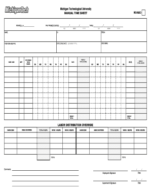 Fillable Online mtu MANUAL TIME SHEET Fax Email Print - pdfFiller