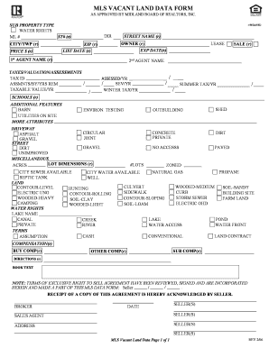 Fillable Online MLS VACANT LAND DATA FORM - midland-realtorscom Fax ...